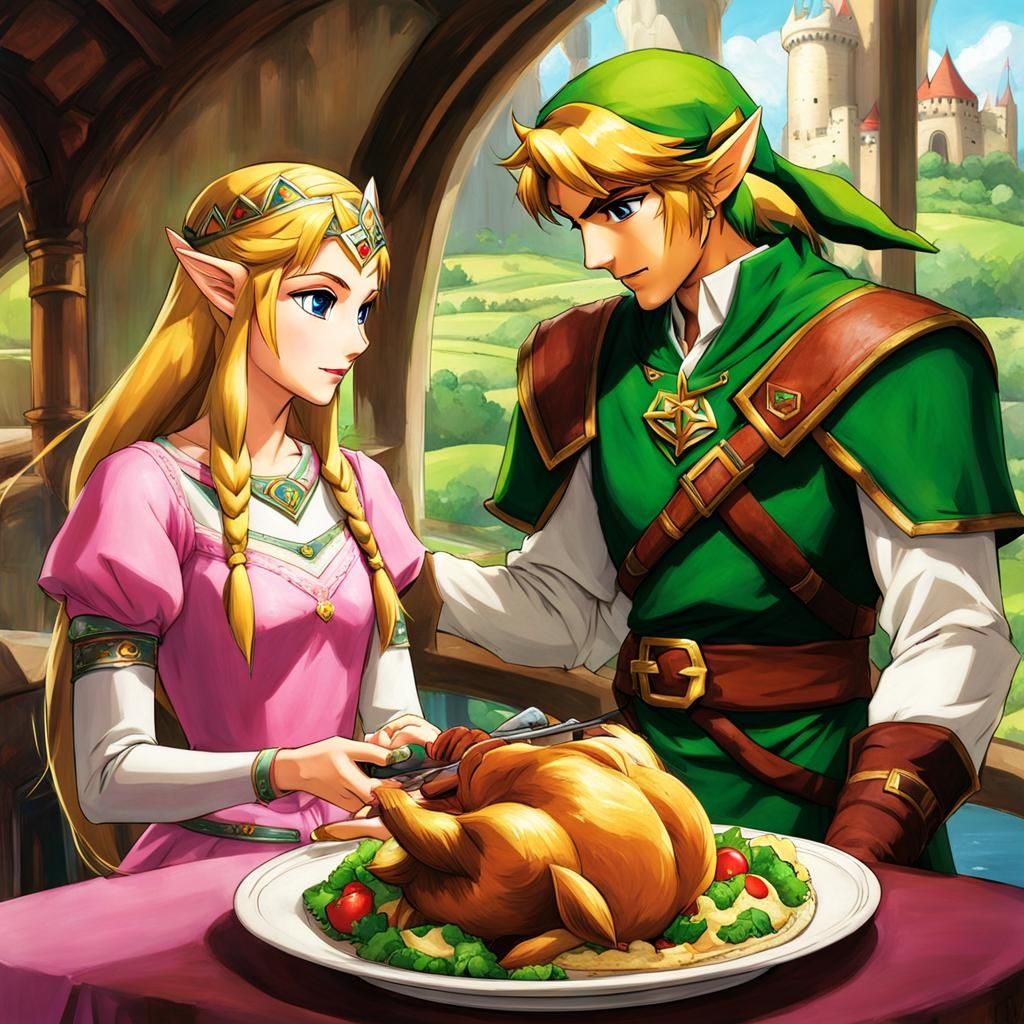 Link takes princess zelda for a meal at ganons tower restaurant - AI ...