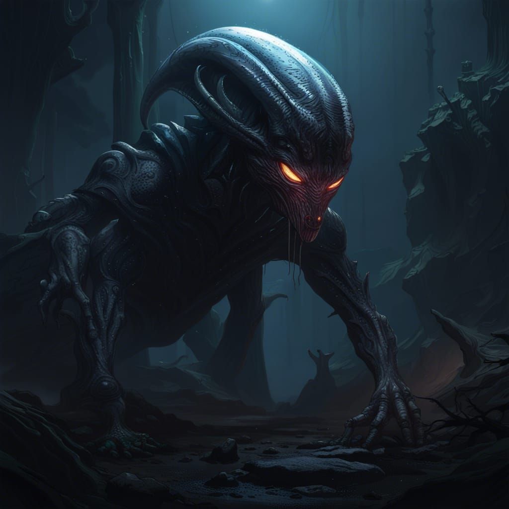 Alien creature stalking on it's home planet - AI Generated Artwork ...