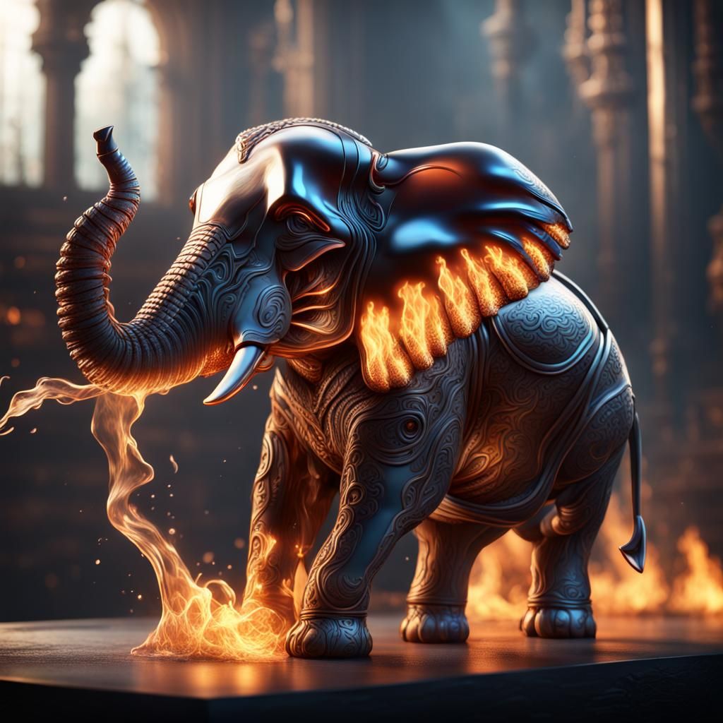 Flaming elephant - AI Generated Artwork - NightCafe Creator
