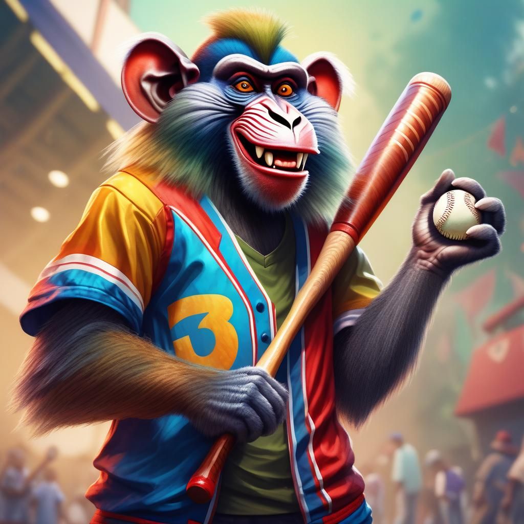 Mandrill as Baseball Player - AI Generated Artwork - NightCafe Creator