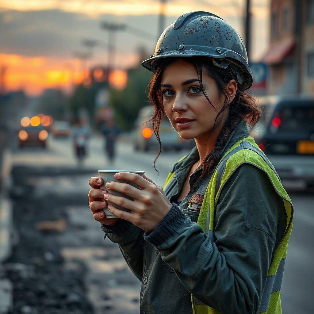 The Asphalt Lady 2.0. - Asphalt Architect Sips Coffee at Su...