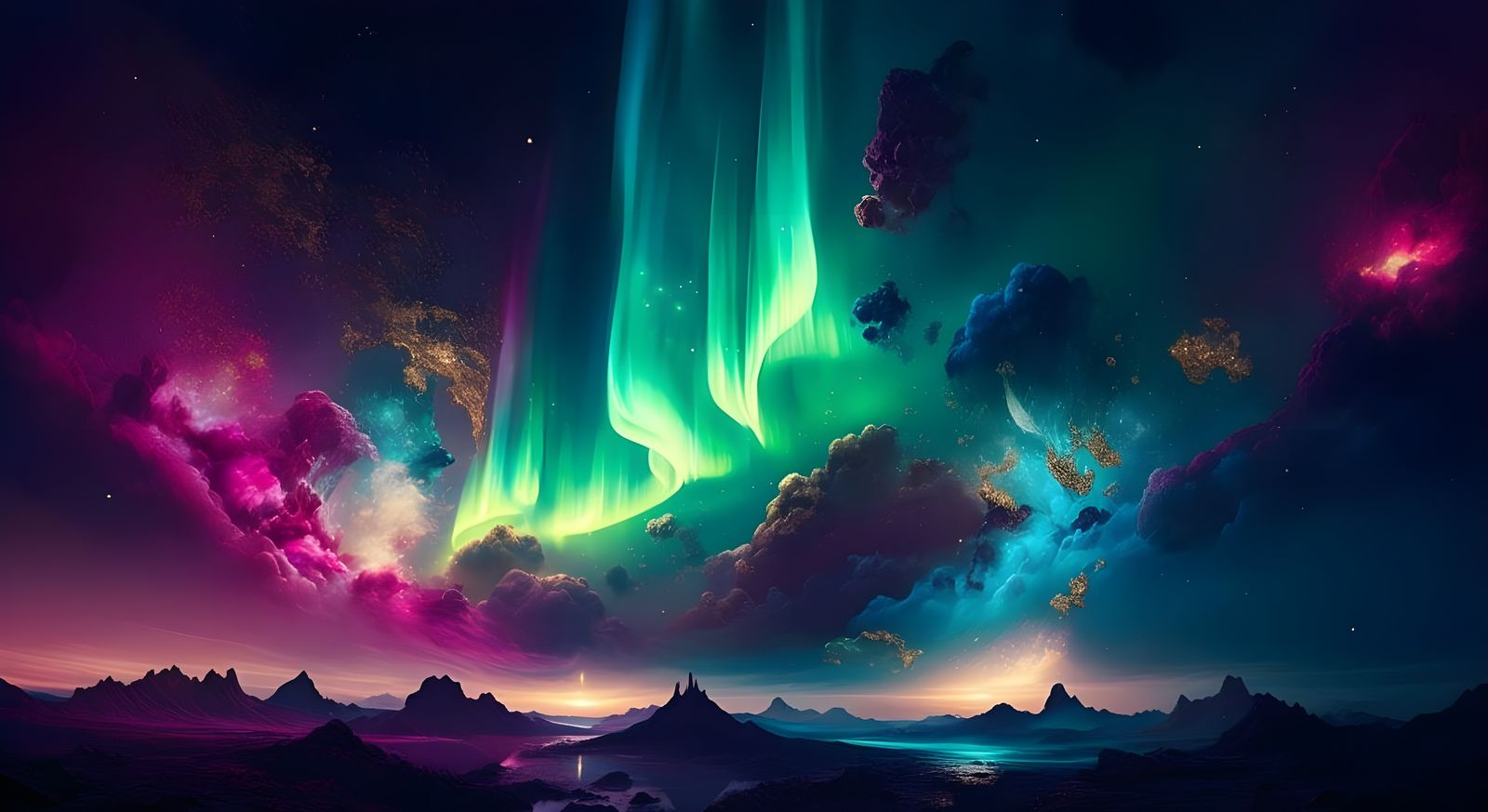 Skyfall - Cosmic Dreamscape in Vibrant Neon Hues