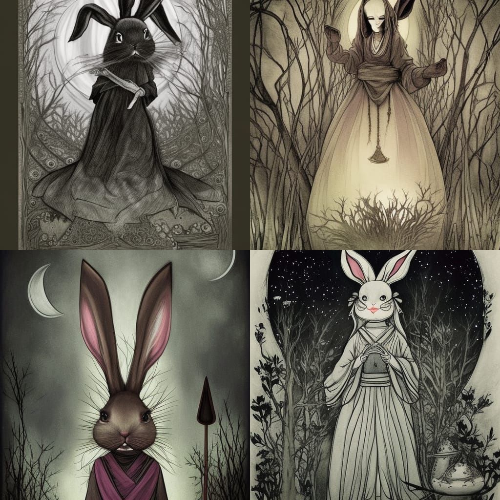 anthro-rabbit-priestess-tends-to-garden-in-moonlit-temple-grounds Yuki ...