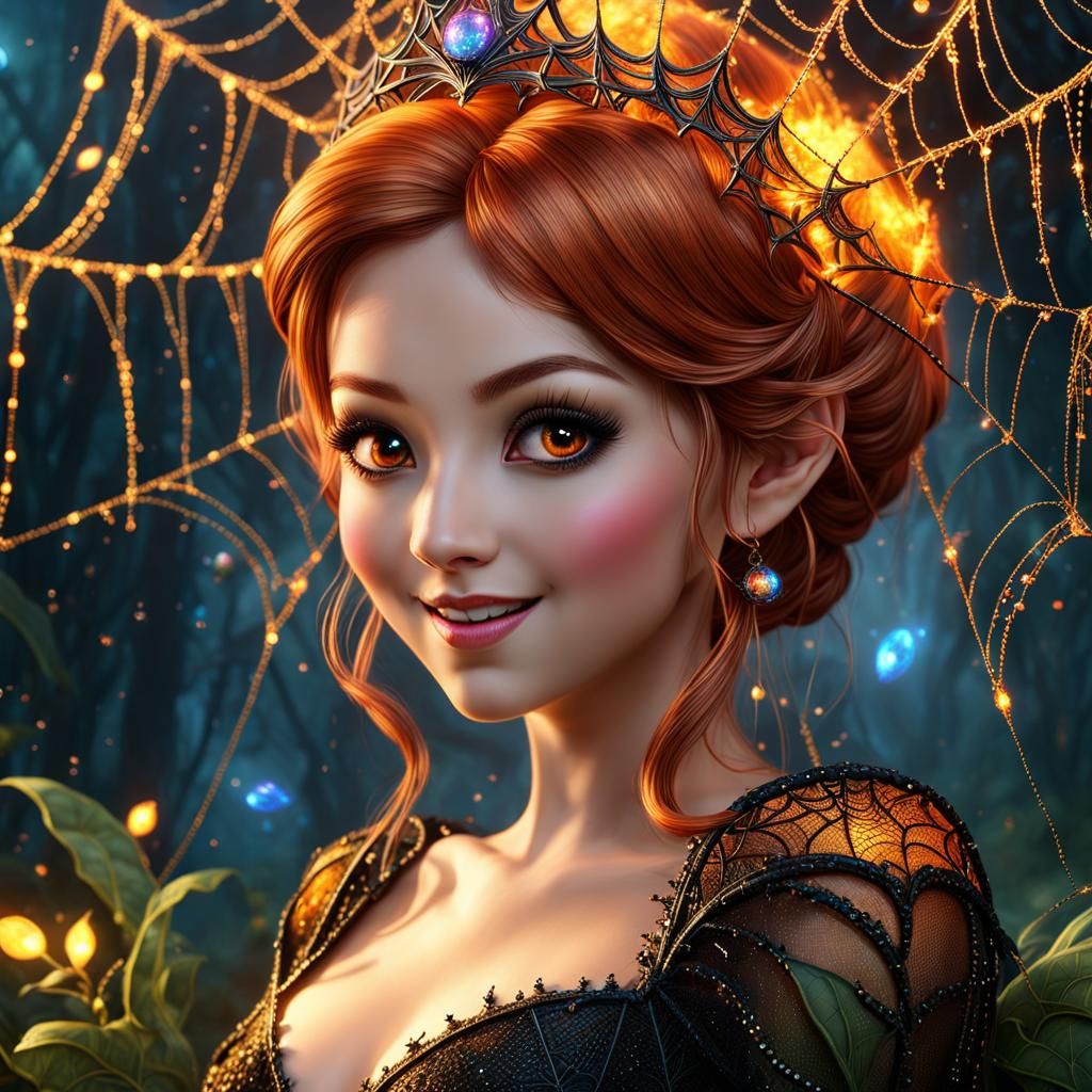 insanely detailed cute spiderweb fairy’s QUEEN enchanted, pic cinematic ...