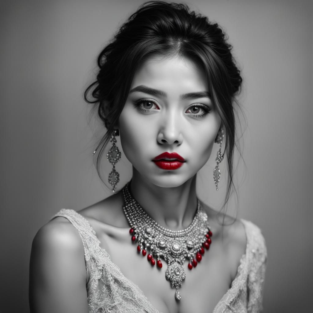 Red Portrait - Selective Colors - AI Generated Artwork - NightCafe Creator