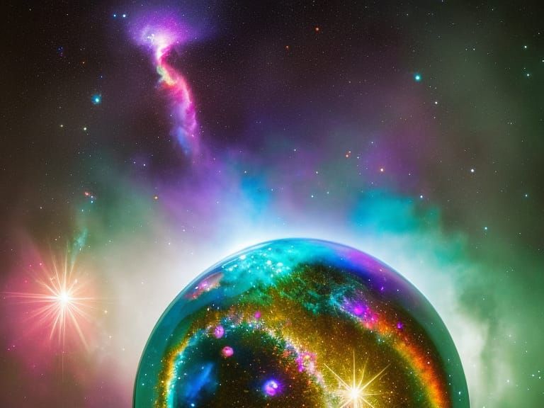 Insanely detailed photograph of an elaborate Crystal Glowing Galaxy ...