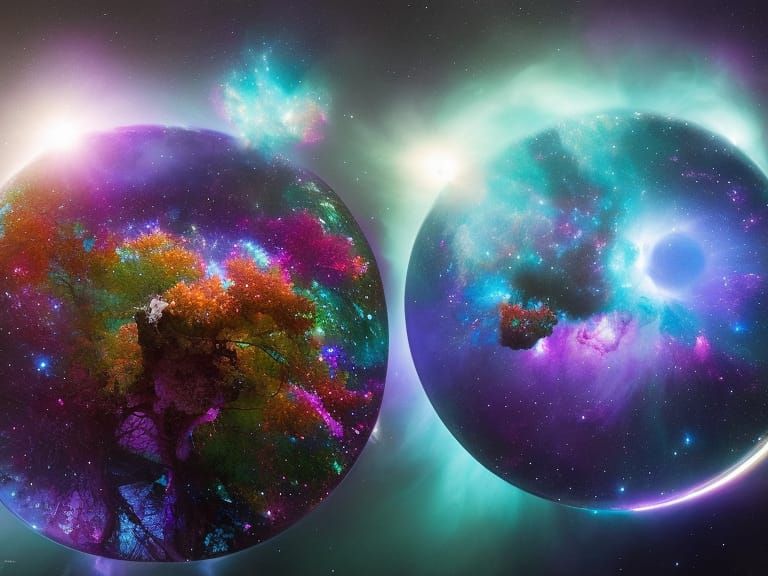 Insanely detailed photograph of an elaborate Crystal Glowing Galaxy ...