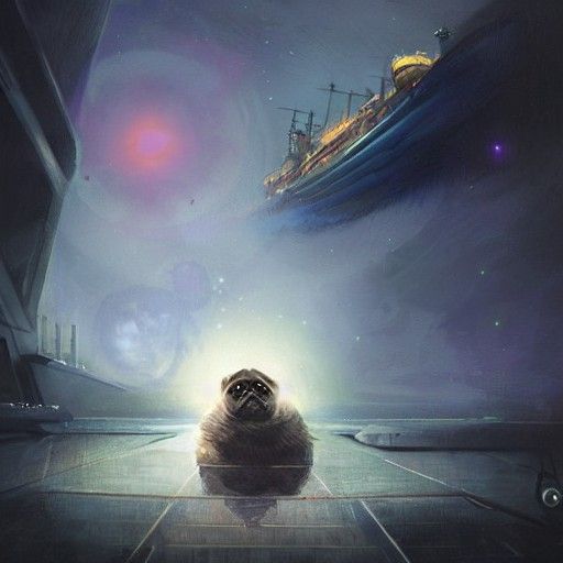 cosmic pug in a ship - AI Generated Artwork - NightCafe Creator