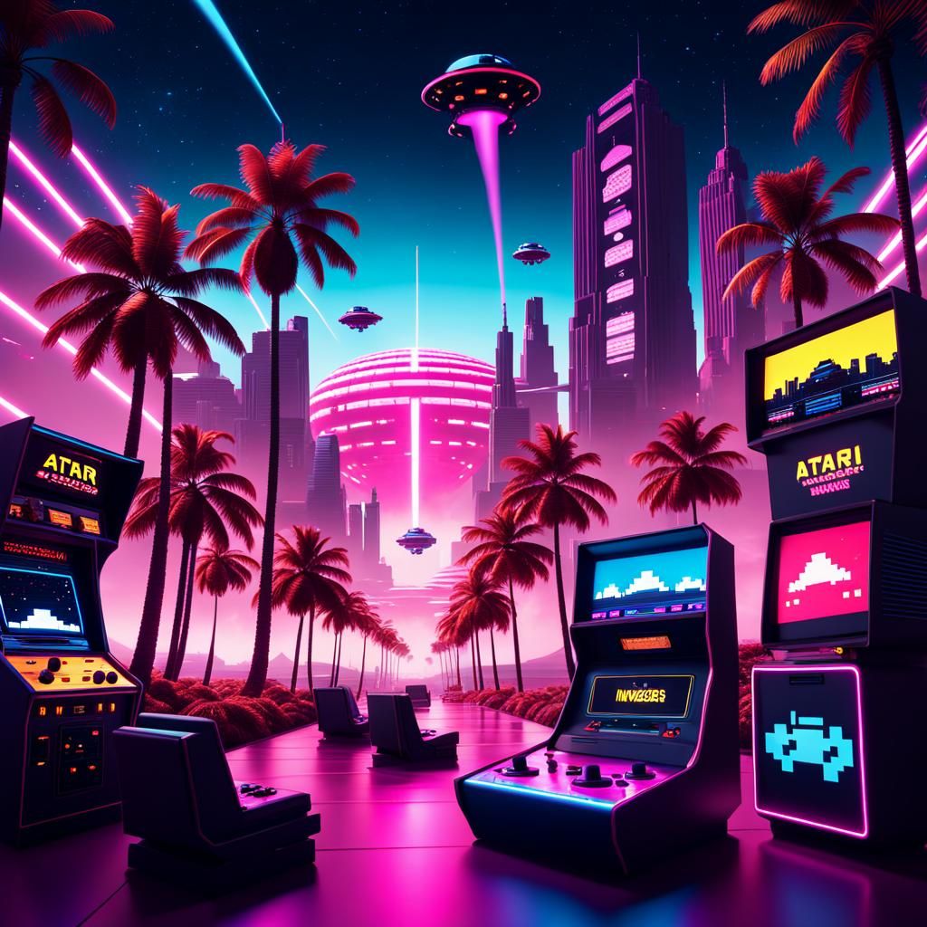 Sit back, get comfortable and play real life space invaders vaporwave ...