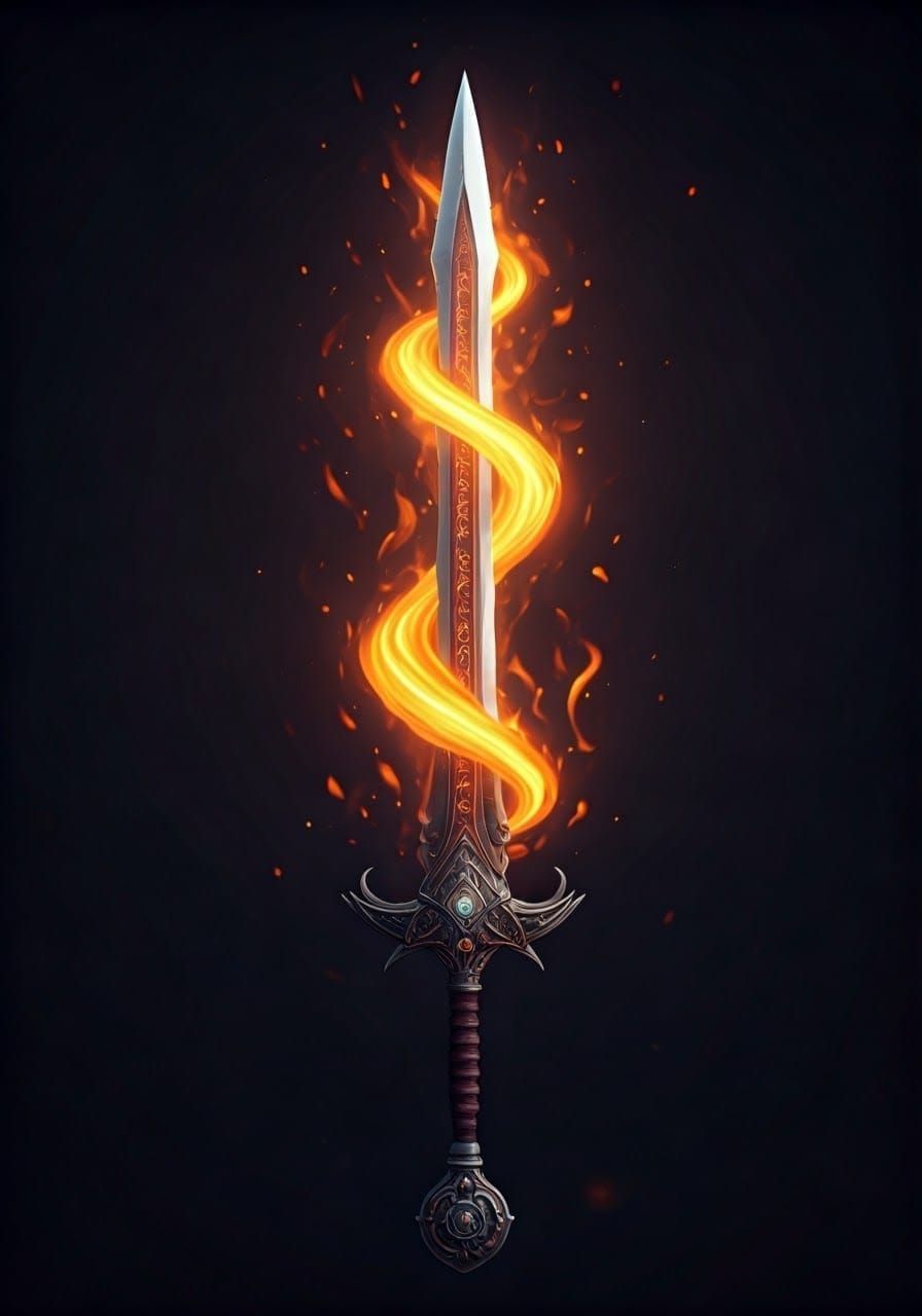 Sword of fire - Ethereal Blade of Fire with Ancient Hilt an...