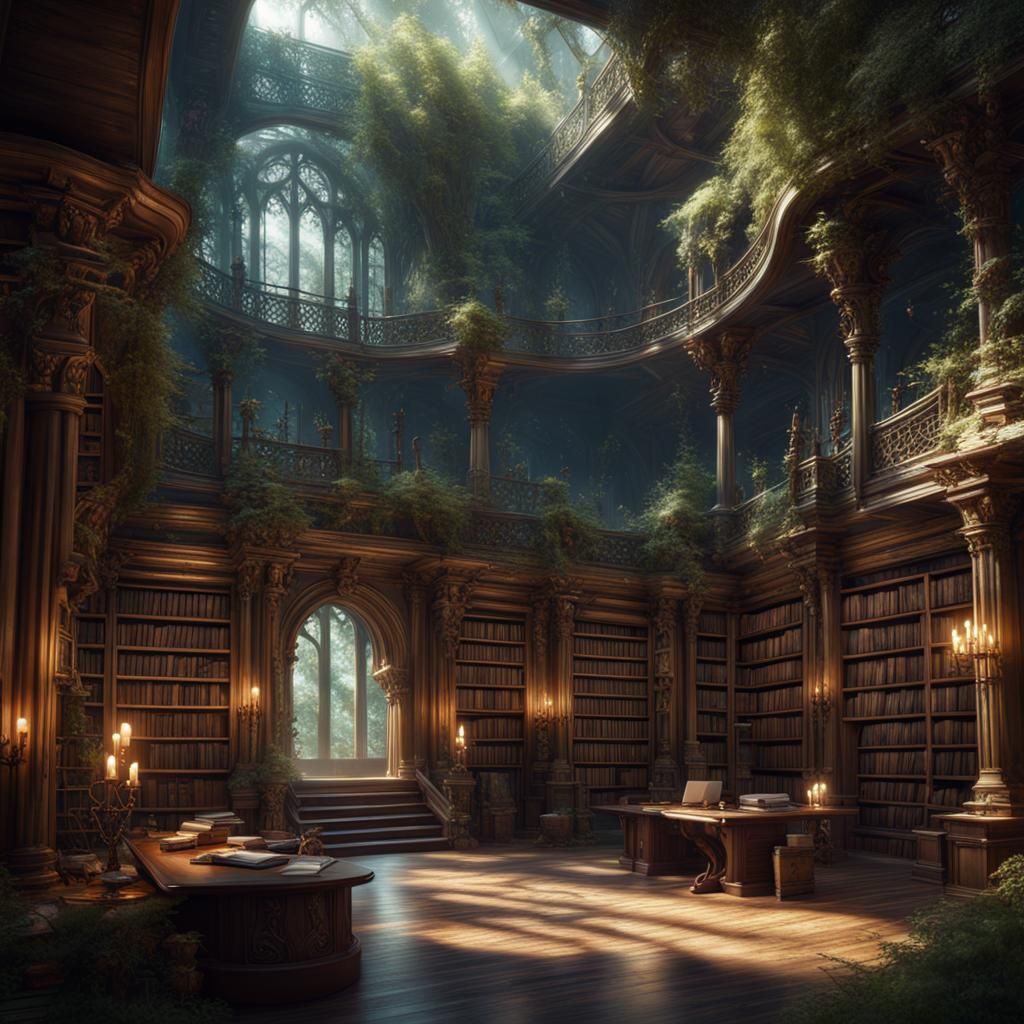 Forest Library - AI Generated Artwork - NightCafe Creator