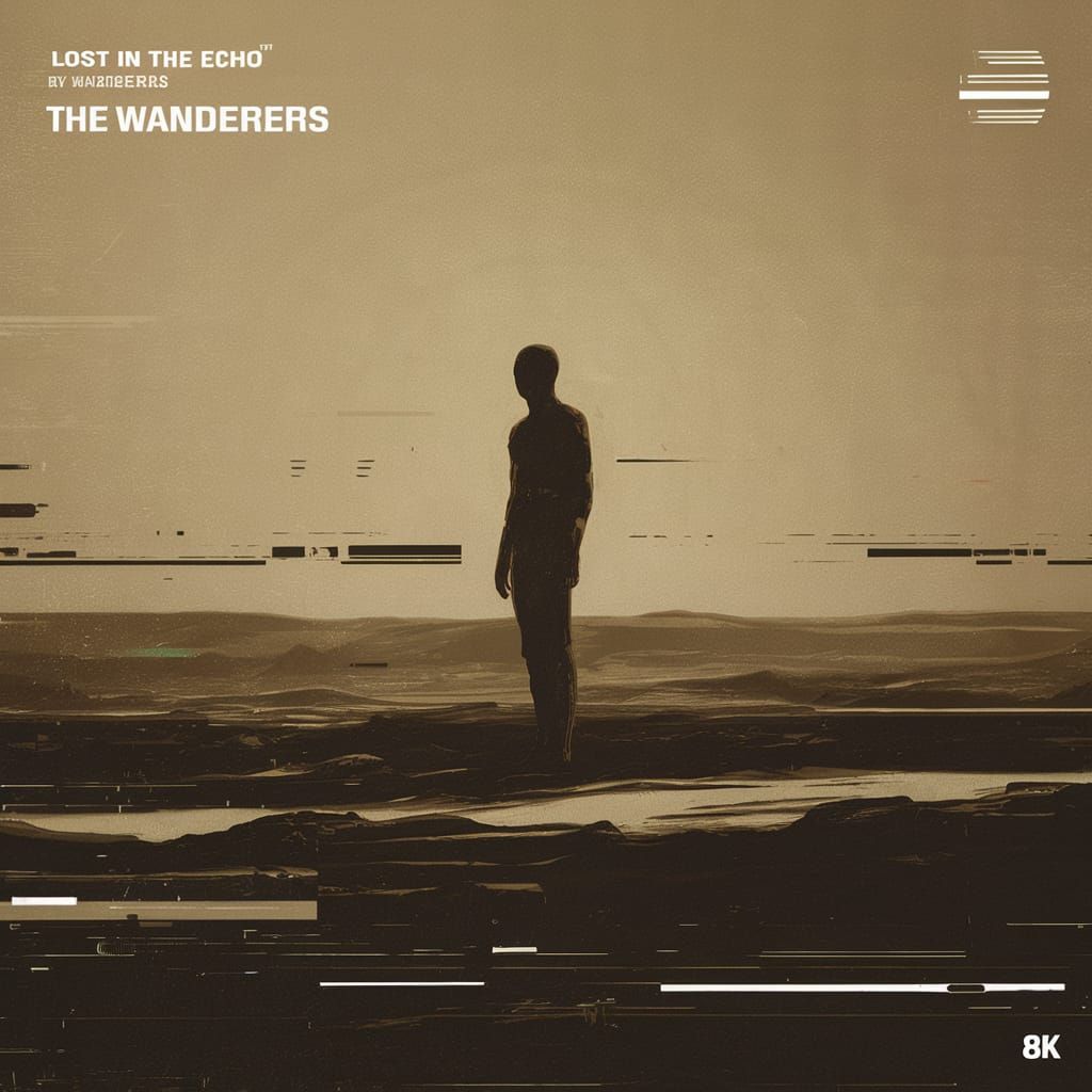 text "Lost in the Echo" and "by The Wanderers", indie rock album cover ...
