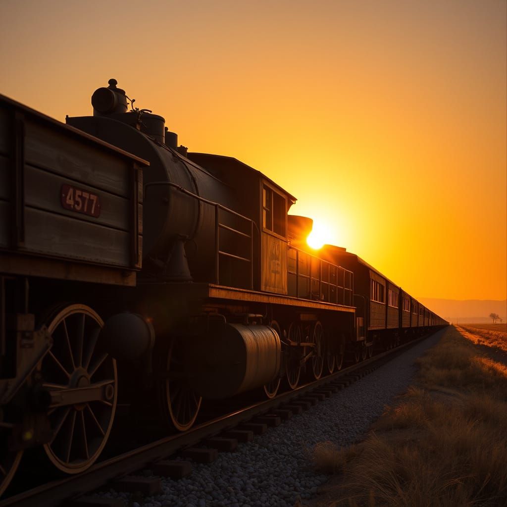 The train and the sun - Train and Sun in Golden Hour