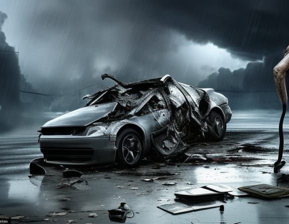 Mangled Car - AI Generated Artwork - NightCafe Creator