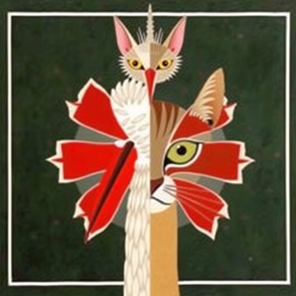 Bizarre Avian Feline Hybrid in Expressionist Style - AI Art