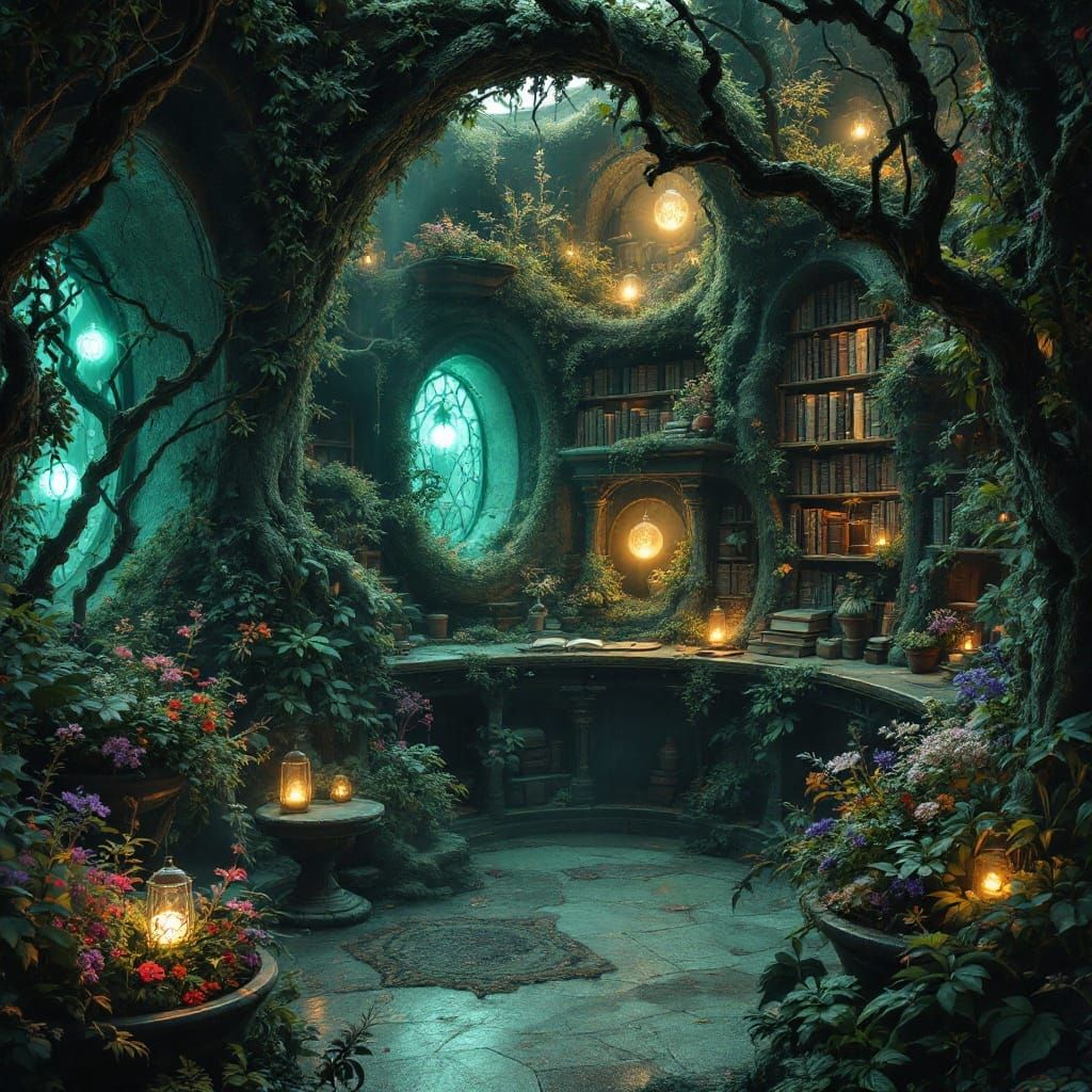 Secret underground library - Surreal, Verdigris-Lined Librar...