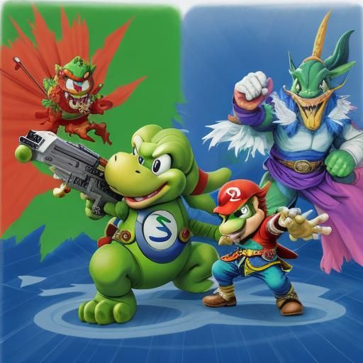 Video game heroes: Yoshi, Berdo, Jiglipuf and other - AI Generated ...