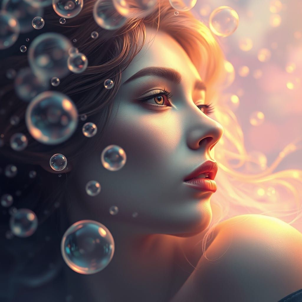 Surreal Portrait in Dreamy, Weightless Atmosphere - AI Art