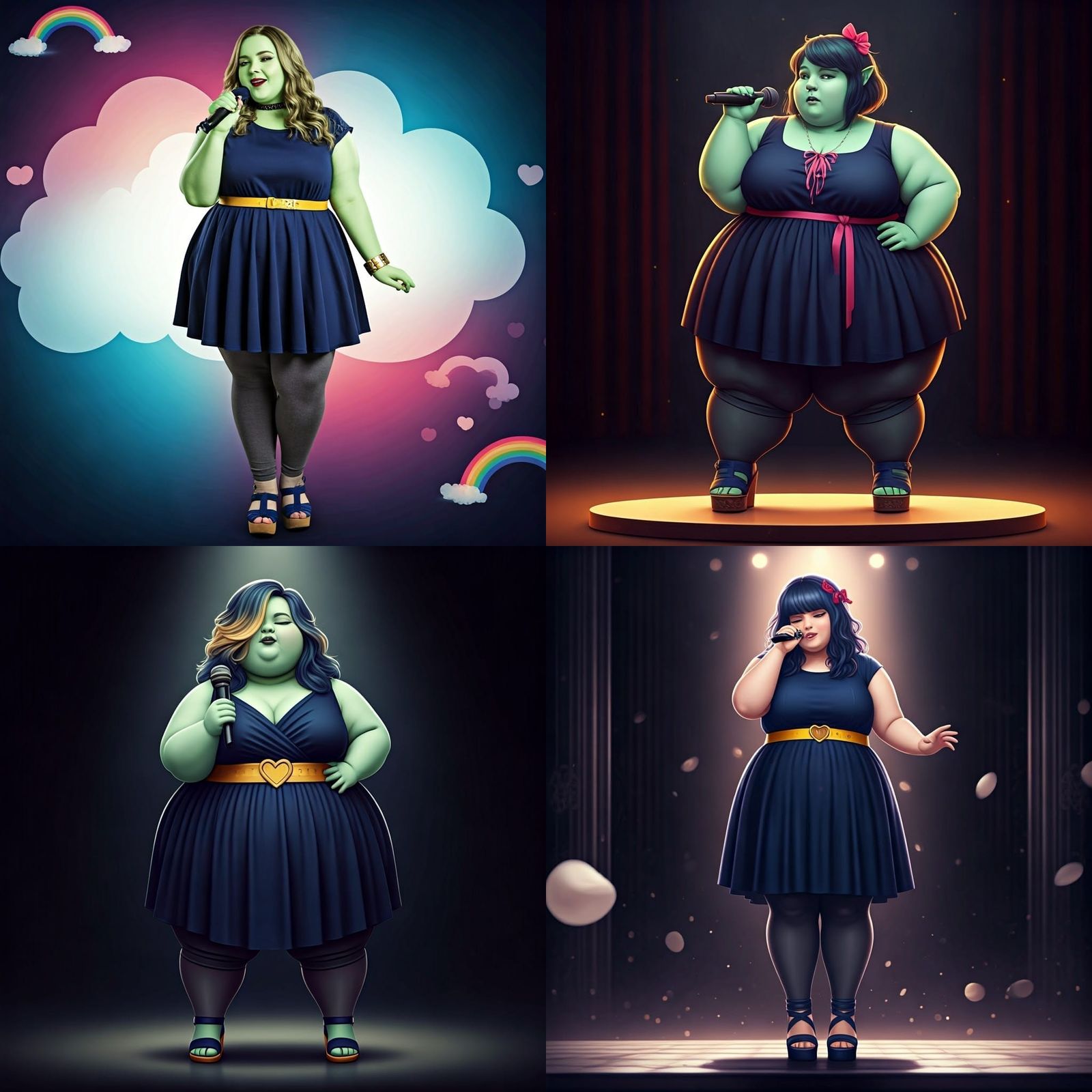 Chubby Pop Star Sings Adorably on Stage in Colorfu... - AI Art