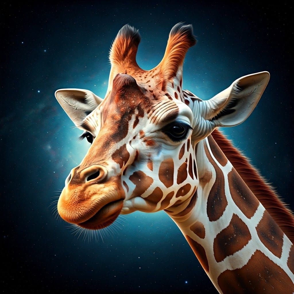 Giraffe - Giraffe in Cosmic Scene, Inspired by Mead and Stal...