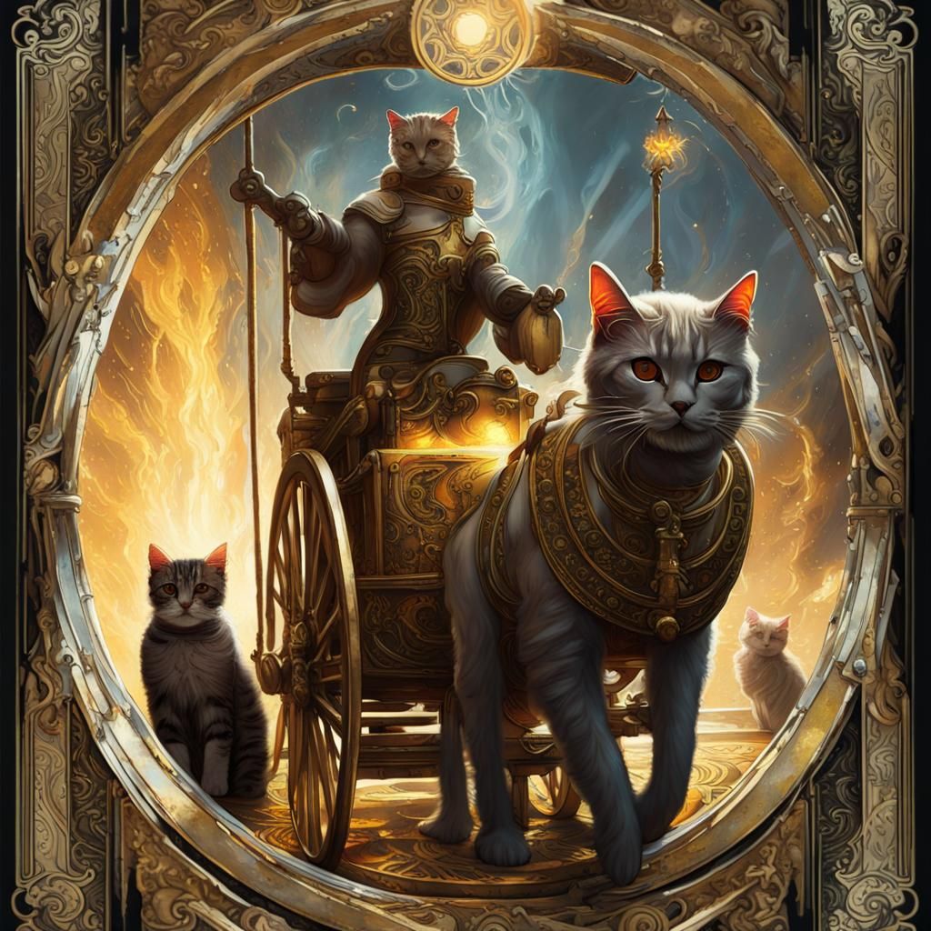 The cat chariot tarot card - AI Generated Artwork - NightCafe Creator