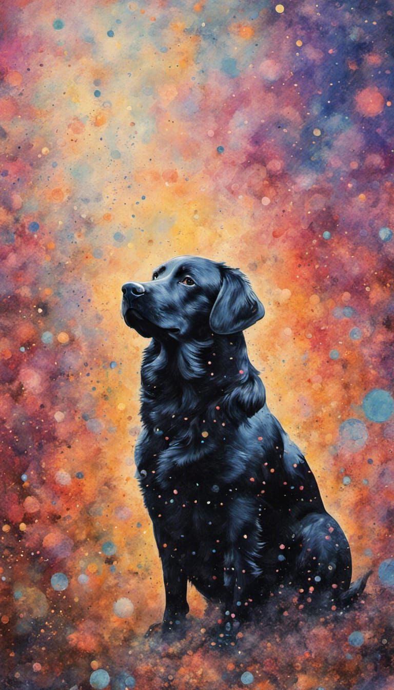 Black Lab Sitting In A Field Of Colors - AI Generated Artwork ...