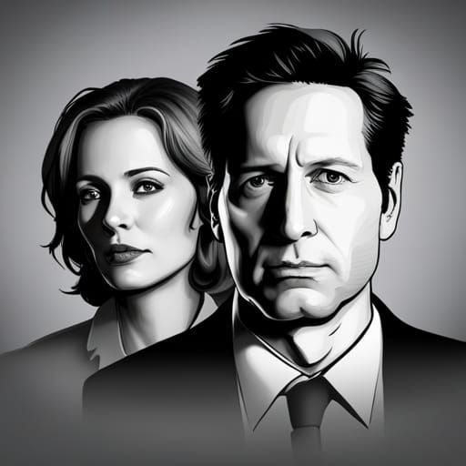 Skully and Mulder from the X-Files, 8k resolution, a masterpiece, 35mm ...