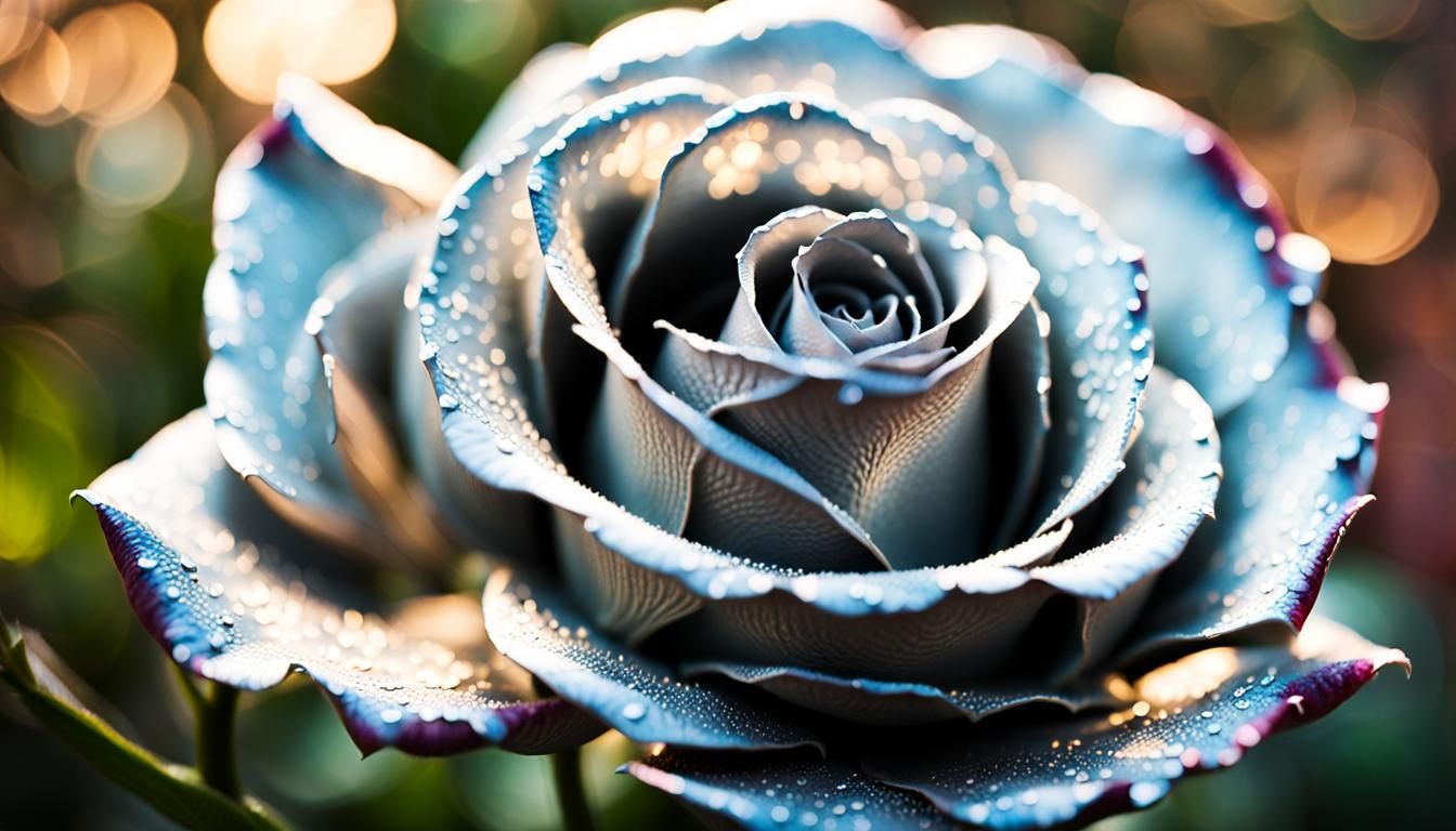 A long-stem silver rose Professional photography, bokeh, natural ...