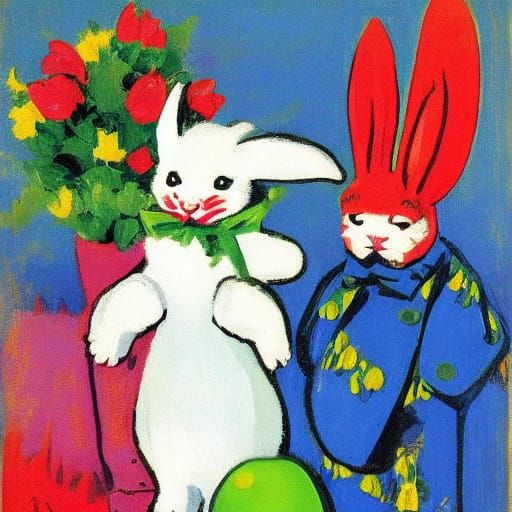 Easter Bunny Meets Vampire in Whimsical Artistic M... - AI Art
