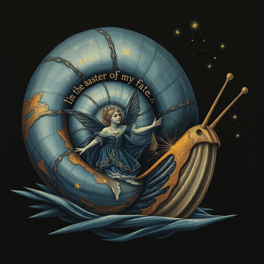 Surreal Sprite Navigates Ethereal Snail Shell in V... - AI Art