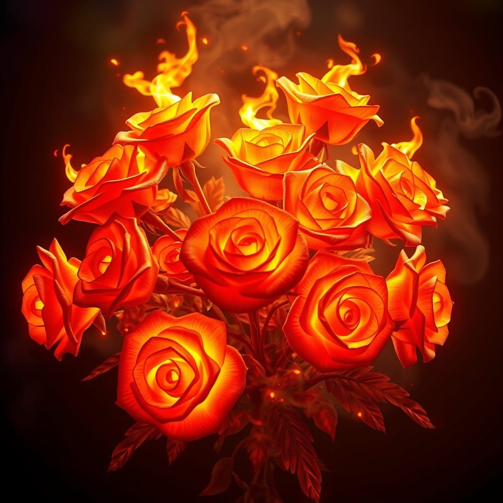 A Bush of Fire Roses - Infernal Floral Masterpiece in 3D Ani...