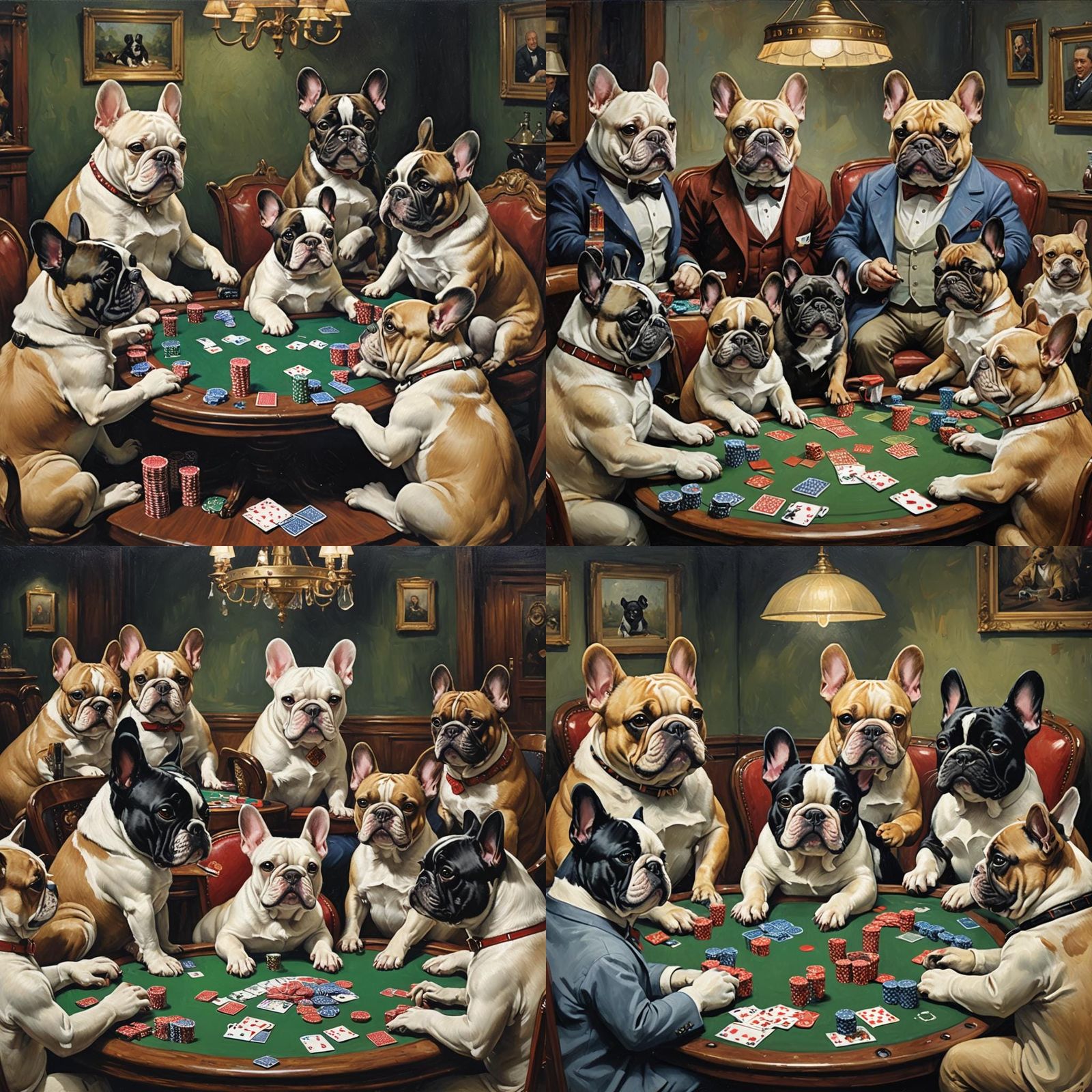 A Frenchie Poker Night - AI Generated Artwork - NightCafe Creator