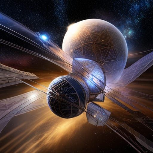 dyson sphere around the stars of a trinary star system, solar sails ...