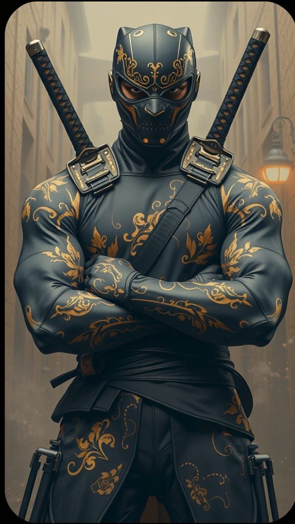 full body, Athletic and muscular Albino Leopard ninja, highlighting ...