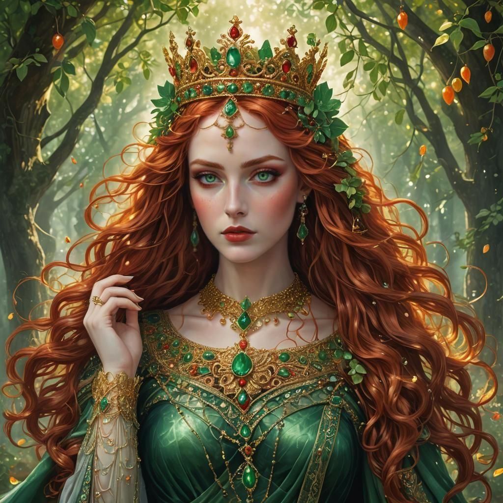 Persephone Goddess in Greek Temple Forest - AI Art