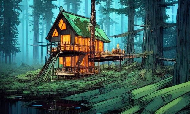 Cozy Treehouse - AI Generated Artwork - NightCafe Creator