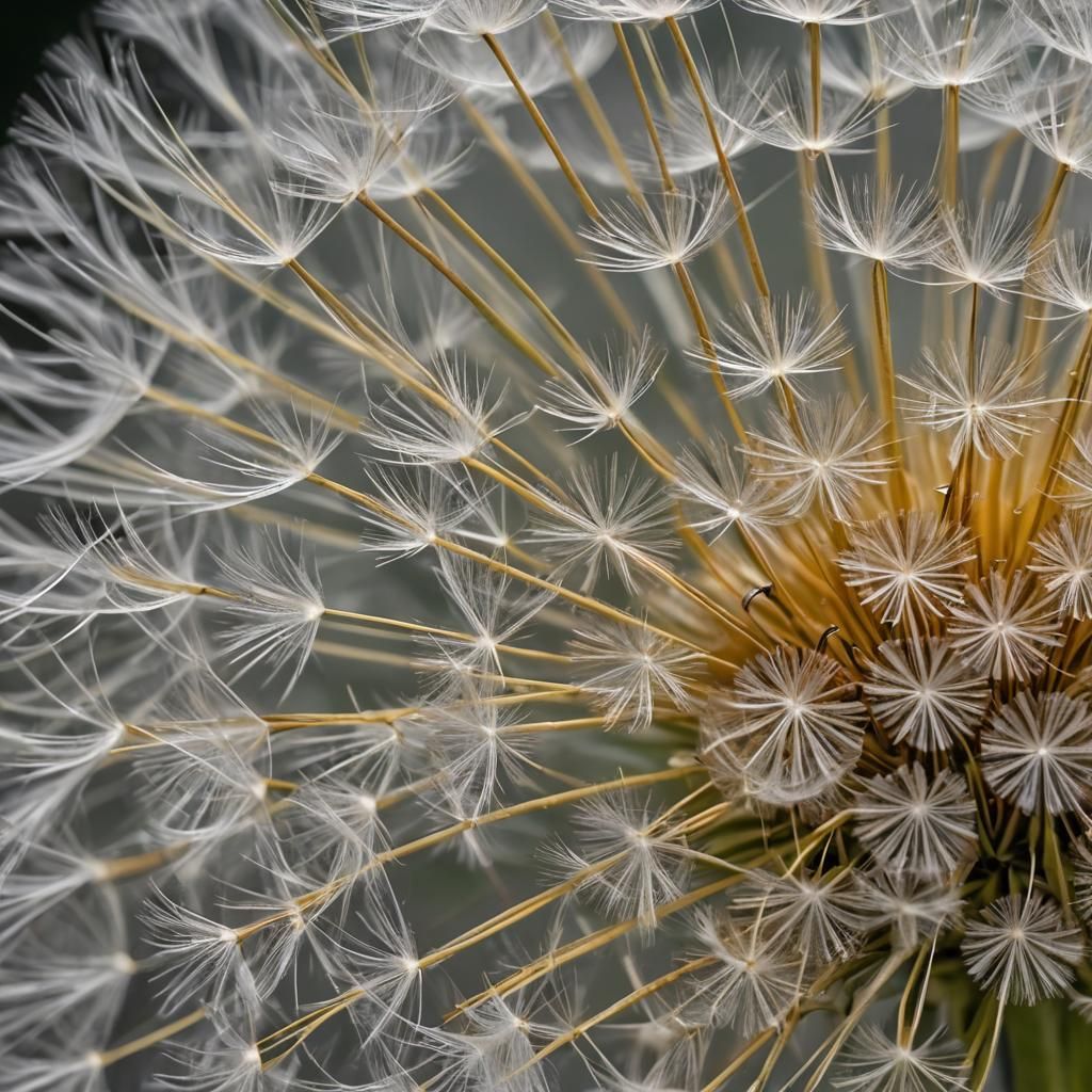 Macro photography of a dandelion flower, macro lens, 1000% ...