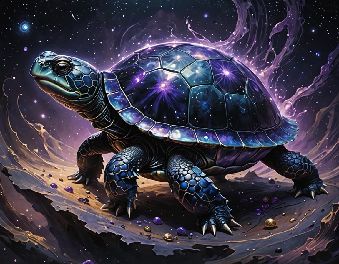 Abyssal turtle Shellbreaker, Its shell is a swirling vortex of indigo ...