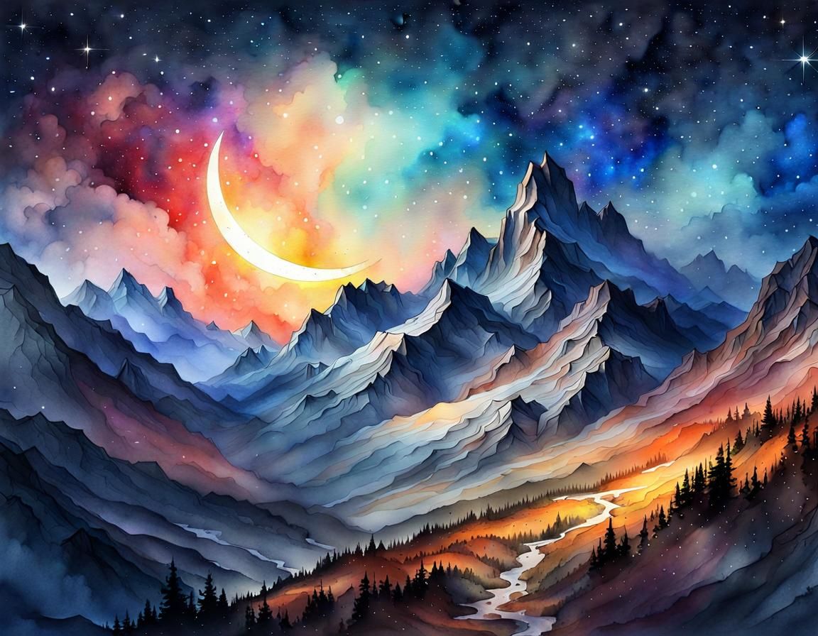 mountain scape - AI Generated Artwork - NightCafe Creator