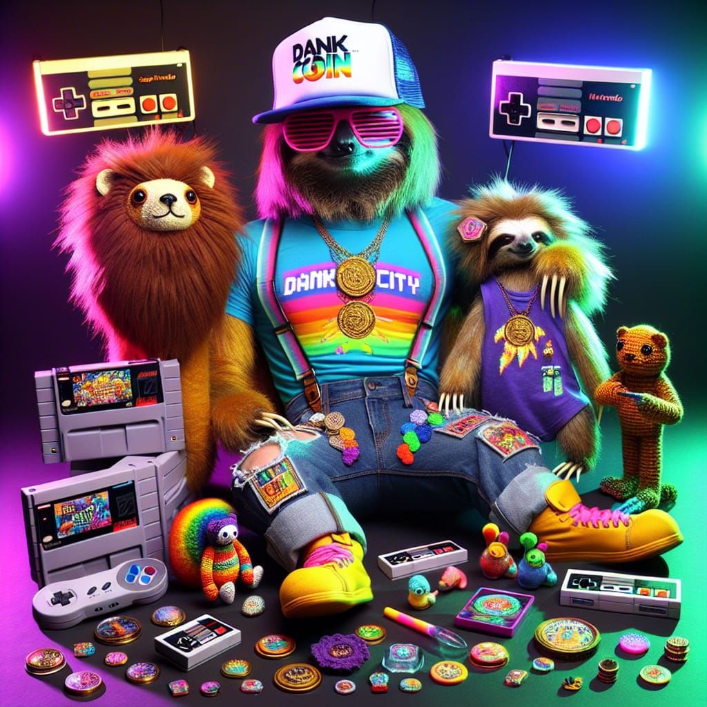 envision a sloth. The sloth is a nerdy, dork, video gamer. set in a 8 ...