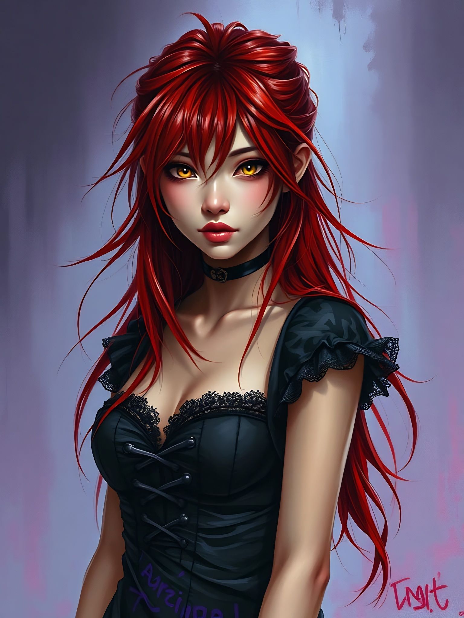 Enigmatic Asian Emo Portrait in Moody Urban Fantasy Style