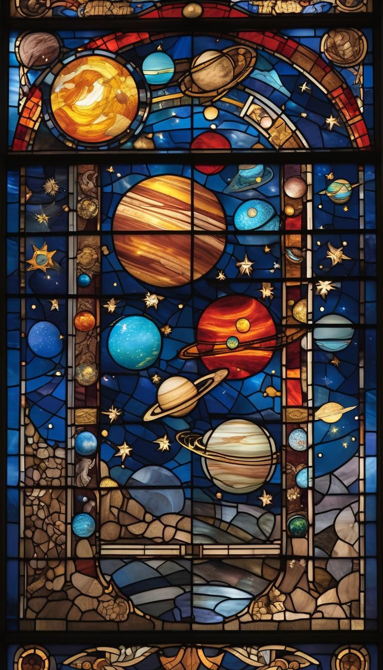 Celestial-themed stained glass window - AI Generated Artwork ...