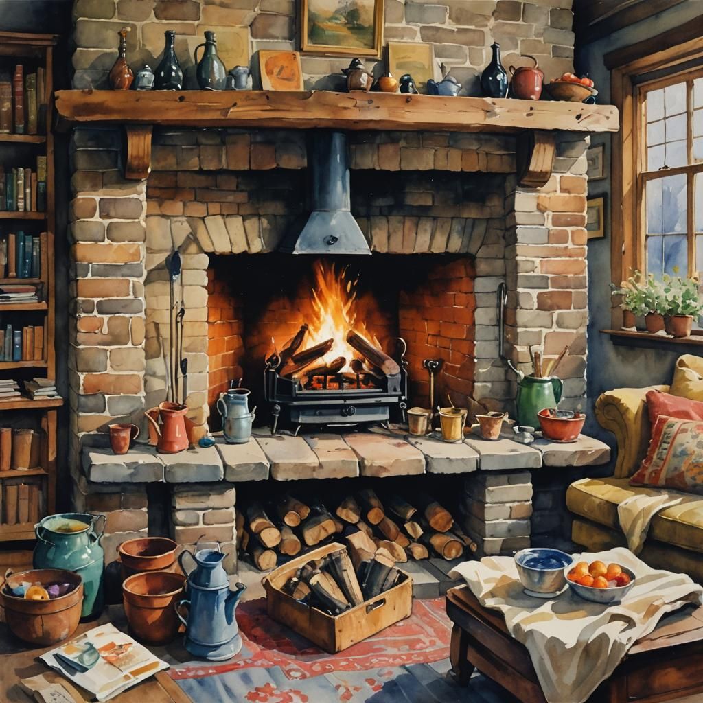 COZY FIRESIDE - AI Generated Artwork - NightCafe Creator