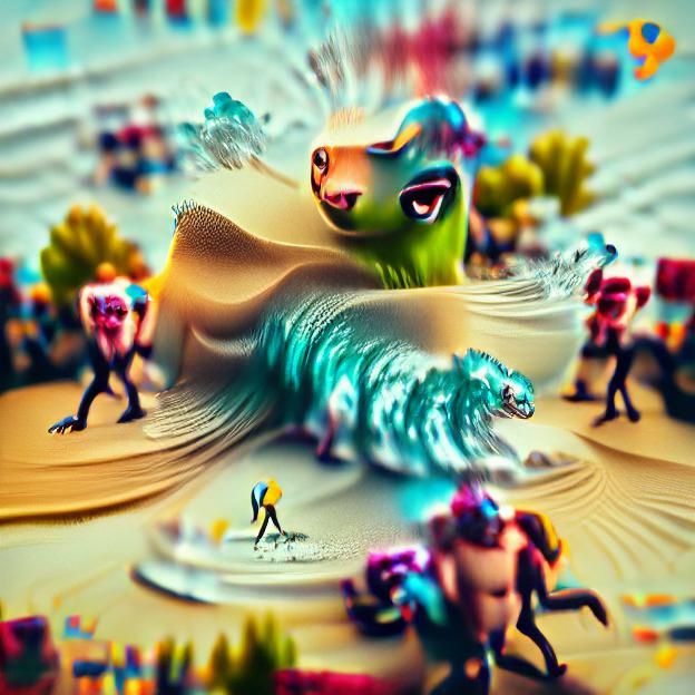 Confident creature surfing a wave of empathy pop art Unreal Engine 8K ...