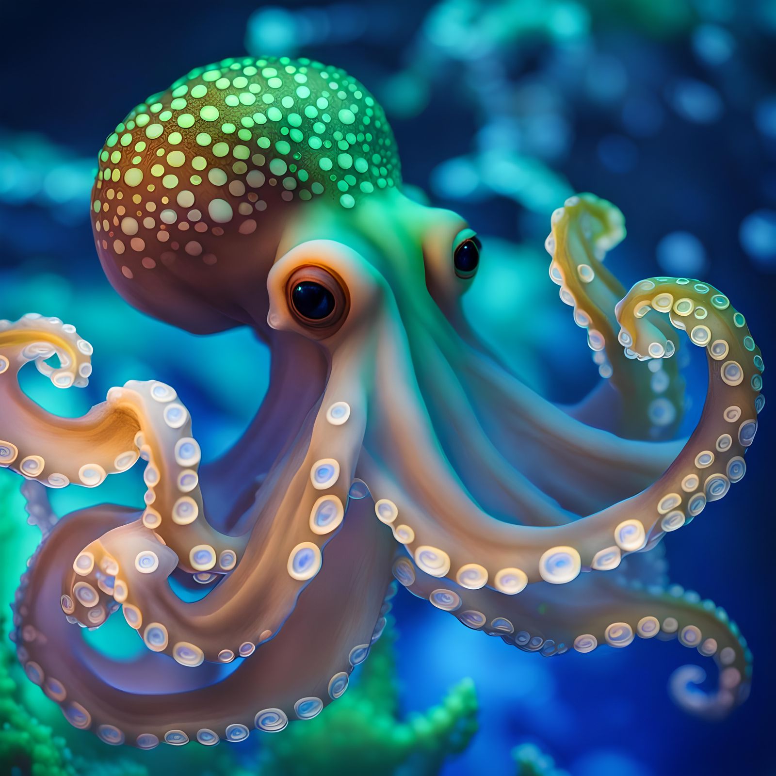 Bioluminescent Octopus - AI Generated Artwork - NightCafe Creator