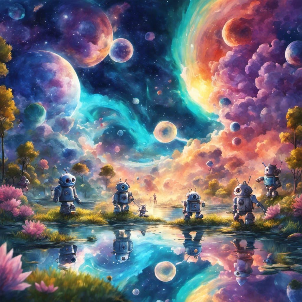 robots’ recess - AI Generated Artwork - NightCafe Creator
