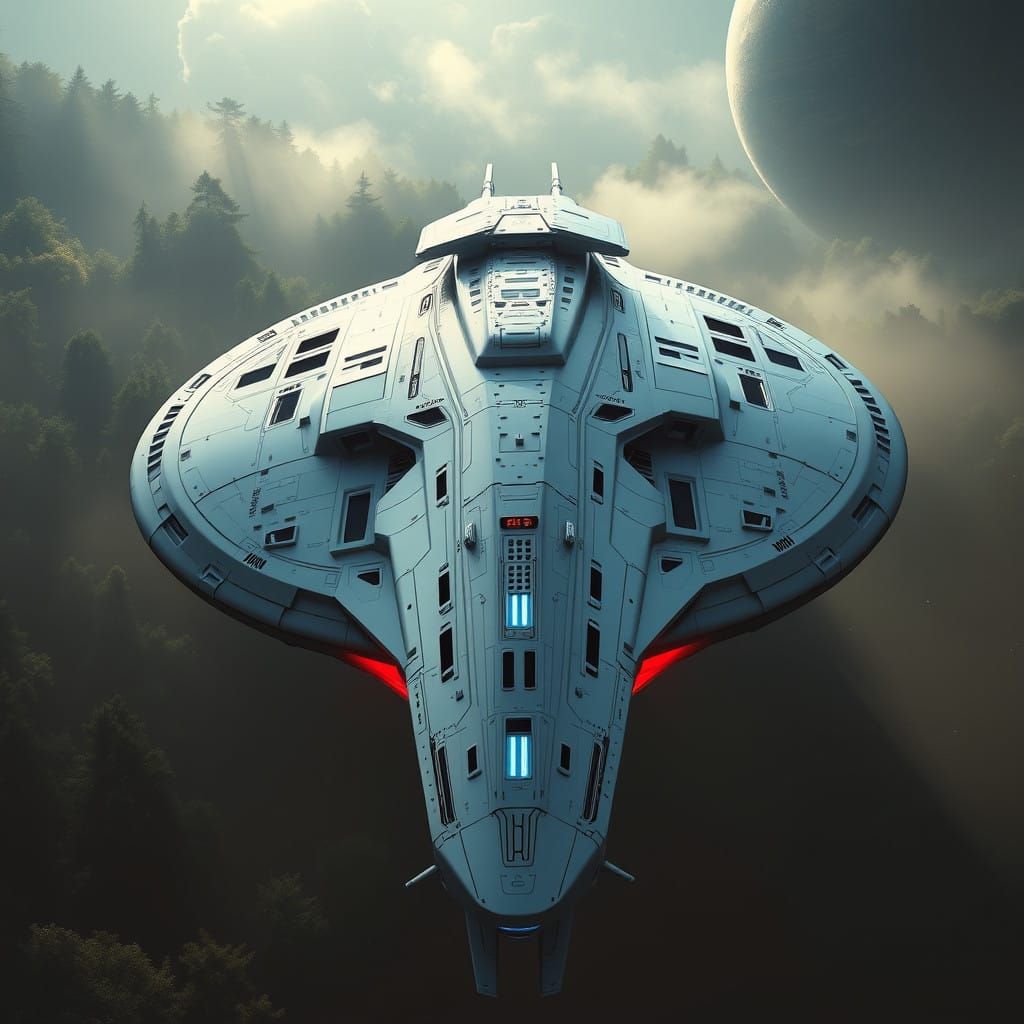 Gargantuan Futuristic Battleship in Hyper-Realisti... - AI Art