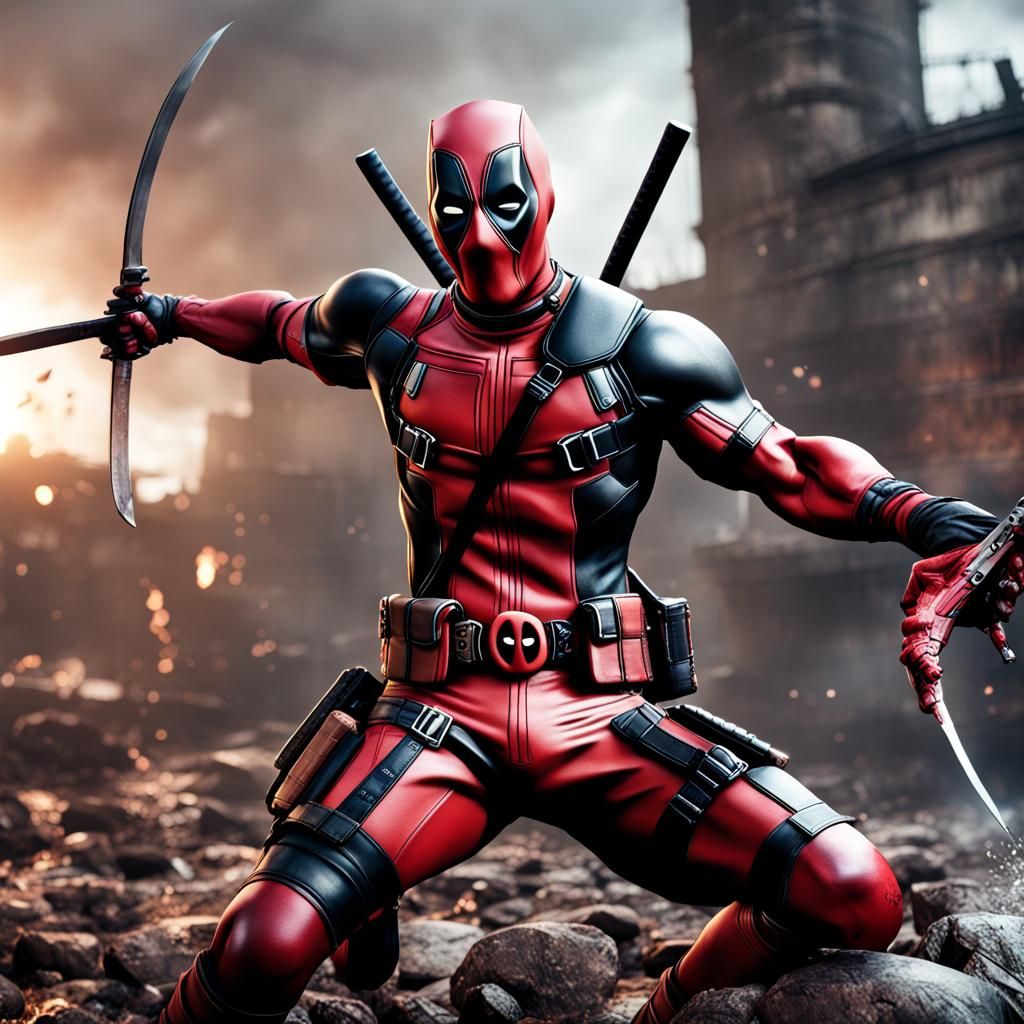 deadpool fighting death - AI Generated Artwork - NightCafe Creator