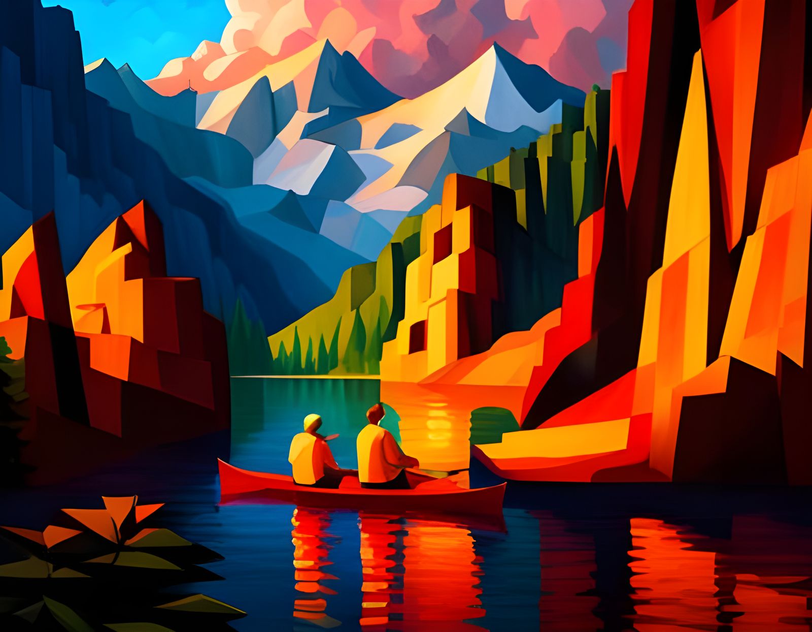 Morning on Lake Geometry - AI Generated Artwork - NightCafe Creator