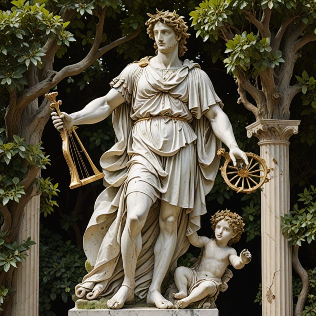 Apollo Pursues Daphne in Ancient Greek Splendor - AI Art